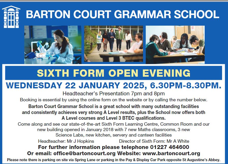 Event Details - Barton Court Sixth Form Open Evening